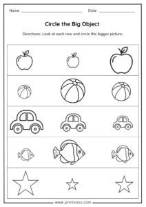Big and Small Worksheets – Free Printable PDF for Preschool & Kindergarten