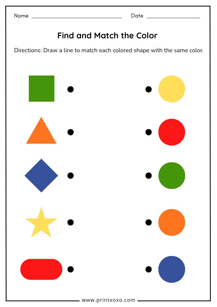 Color Matching Worksheets – Free Printable PDF for Preschool & Kindergarten