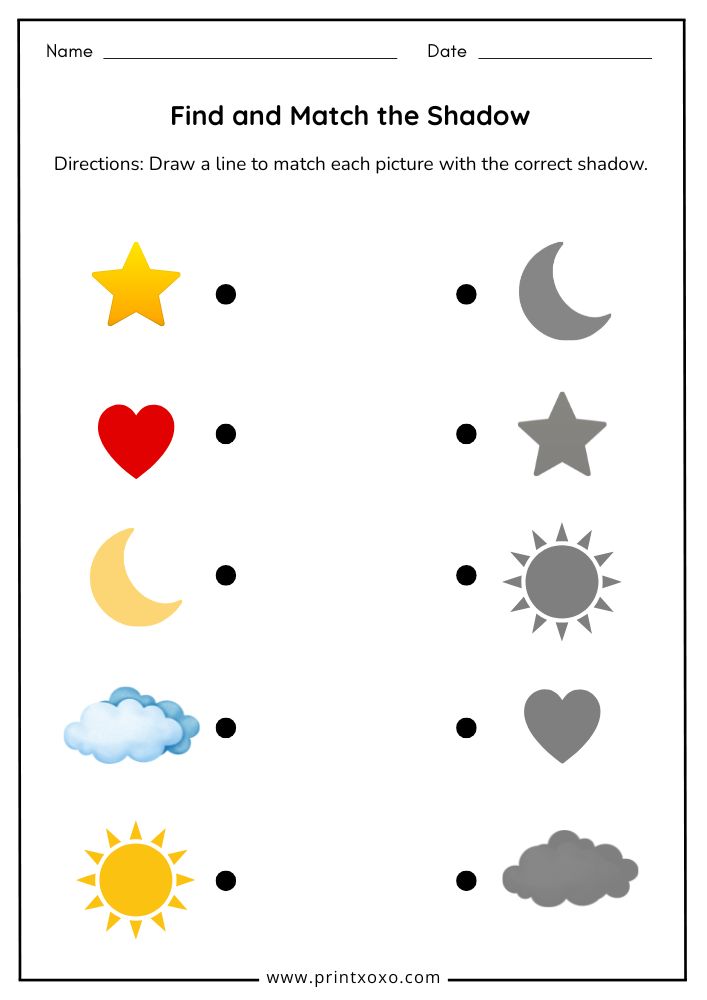 Shadow Matching Worksheets – Free Printable PDF for Preschool ...
