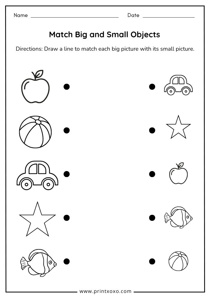 Big and Small Worksheets – Free Printable PDF for Preschool & Kindergarten
