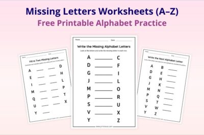 Missing Letters Worksheets (A–Z) – Free Printable Alphabet Worksheets ...