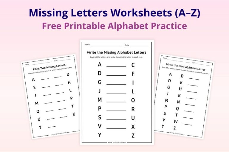 Missing Letters Worksheets (A–Z) – Free Printable Alphabet Worksheets ...