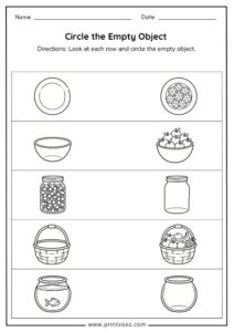 Full and Empty Worksheets – Free Printable PDF for Preschool & Kindergarten