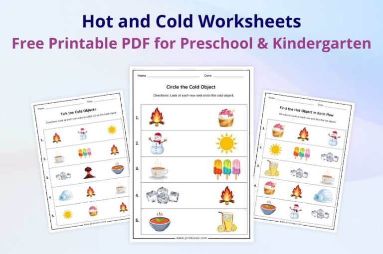 Hot and Cold Worksheets - Free Printable PDF for Preschool & Kindergarten